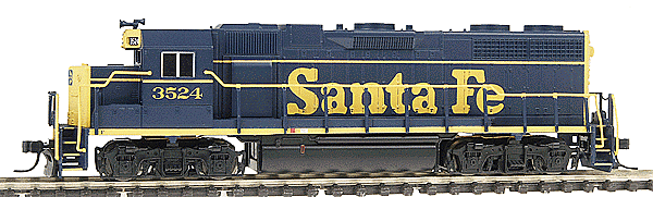 Atlas - EMD GP38 Low Nose, Dynamic Brakes - Standard DC - Santa Fe #3524; Pre-1972 Blue & Yellow ...