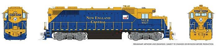 Rapido - EMD GP38 Low Nose - Sound and DCC - New England Central #9537 (blue, gold) - 606-38568
