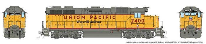 Rapido - EMD GP38 Low Nose - Sound and DCC - Union Pacific #2408 (-3 Rebuild, Armour Yellow ...