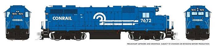 Rapido - EMD GP38 Low Nose w/Extended Cab - Sound and DCC - Conrail #7672 (blue, white) - 606-38546