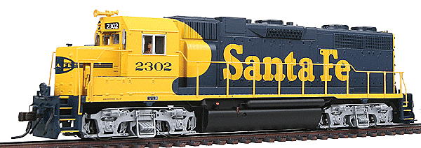 Atlas - EMD GP38 - Standard DC - Master(R) Silver - Santa Fe #2302 (blue, yellow) Low Nose - 150 ...