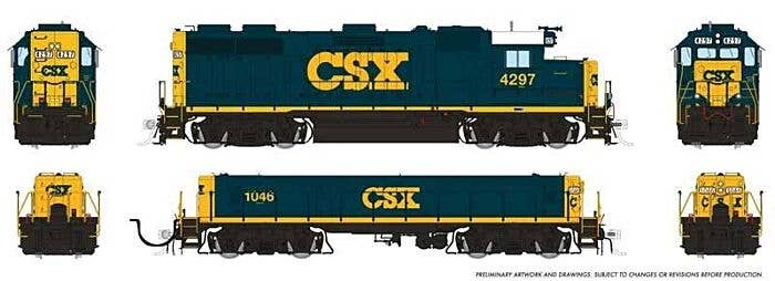 Rapido - EMD GP39 & EMD/Huntington SWMT Slug Set - Standard DC - CSX #4297, 1046 (YN3, blue ...