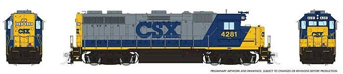 Rapido - EMD GP39 - Standard DC - CSX #4282 (YN2 Bright Future, gray, blue yellow) - 606-39014