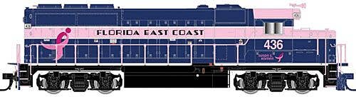 Atlas - EMD GP40-2 - Standard DC - Master(R) Silver - Florida East Coast #436 (blue, pink ...
