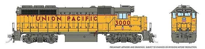Rapido - EMD GP40 and Slug - Standard DC - Union Pacific #3000, S-300 (1997, Armour Yellow, gray ...