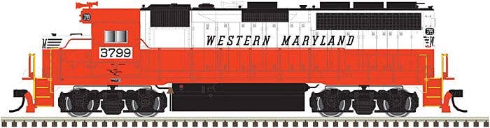 Atlas - EMD GP40 Low Nose, Dynamic Brakes w/DCC - Western Maryland #3795 (red, white, black ...