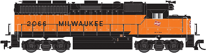Atlas - EMD GP40 Low Nose - Standard DC - Master(R) Silver - Milwaukee Road #2066 (orange, black ...