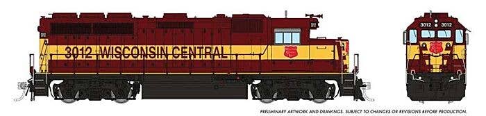 Rapido - EMD GP40 - Standard DC - Wisconsin Central #3014 (1994, maroon, gold) - 606-40033