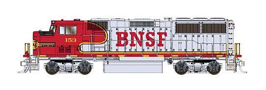 Fox Valley - EMD GP60M - Standard DC - Burlington Northern Santa Fe #153 (Warbonnet, silver, red ...