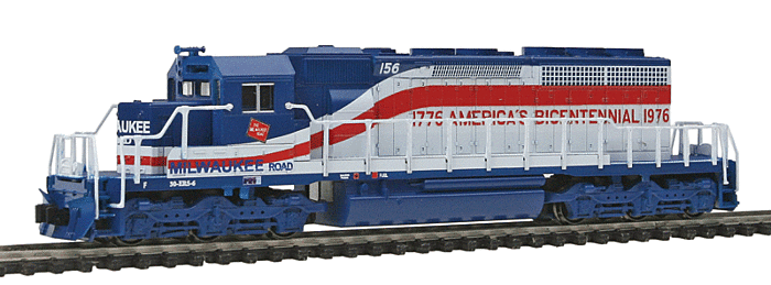 Kato - EMD SD40-2 Early Production - Standard DC - Milwaukee Road #156 (Bicentennial, white, red ...