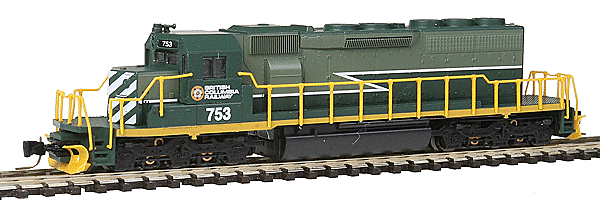 MicroTrain - EMD SD40-2 - Standard DC - British Columbia Railway #753 (2-Tone Green, yellow ...