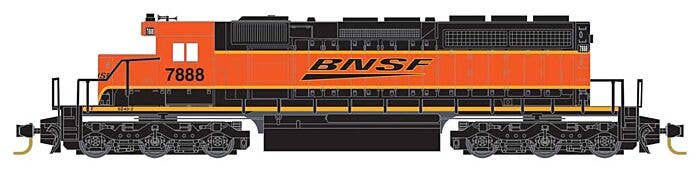 MicroTrain - EMD SD40-2 - Standard DC - BNSF Railway #7888 (orange ...