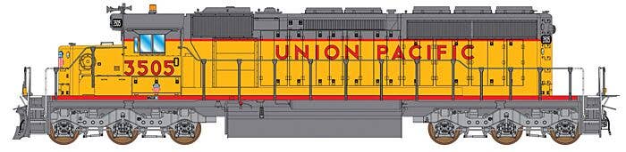 Intermount - EMD SD40-2 w/LokSound & DCC - Union Pacific (1980s/90s Scheme, Armour Yellow, gray ...