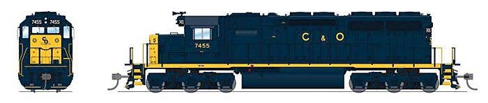 BLI - EMD SD40 Low Nose - Sound and DCC - Paragon4(TM) - Chesapeake & Ohio #7455 (blue, yellow ...