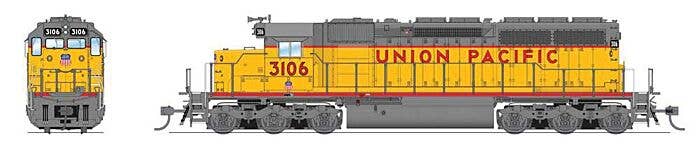 BLI - EMD SD40 Low Nose - Sound and DCC - Paragon4(TM) - Union Pacific #3106 (Armour Yellow ...