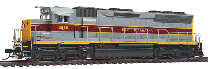 Walthers - EMD SD45 - Standard DC - Erie-Lackawanna #3629 (gray, maroon, yellow) - 920-48062