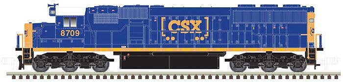 Atlas - EMD SD60 - Standard DC - Master Silver - CSX 8709 (YN3b Scheme, blue, yellow, Boxcar ...