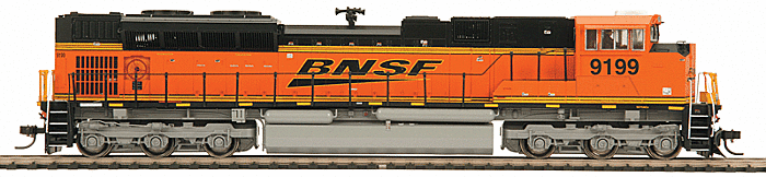 MTH - EMD SD70ACe - Standard DC - BNSF Railway #9199 (H3, orange, black, yellow, Wedge Logo ...