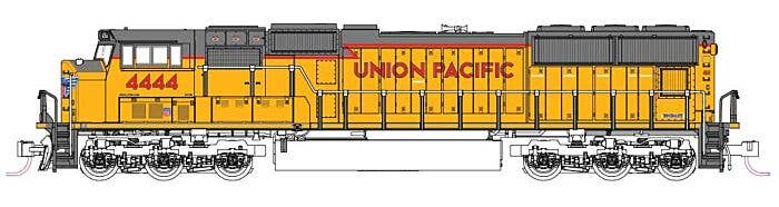 Kato - EMD SD70M with Flat Radiators - DCC - Union Pacific #4444 (Armour Yellow, gray, red ...
