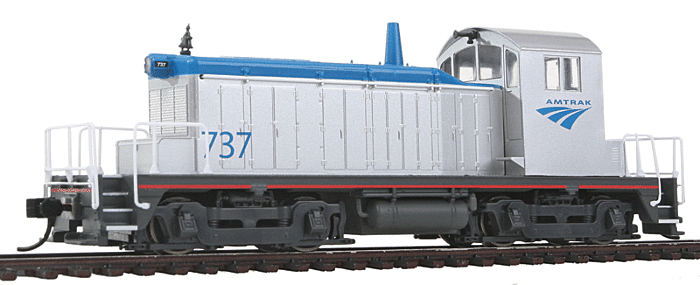 Walthers - EMD SW1 - Standard DC - Amtrak #737 (Phase V; silver, blue, red) - 910-9215