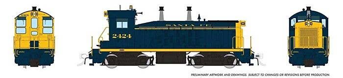 Rapido - EMD SW9 - ESU LokSound and DCC - Santa Fe #2432 (Bookend, blue ...