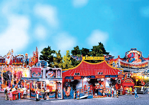 Faller - Fairground Booths - Kit - Mouse Circus and Hamburger Stand ...