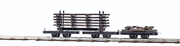 Busch - Feldbahn 3 Log Bunk Cars - Ready to Run (Runs on Z Scale Track ...