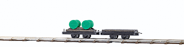 Busch - Feldbahn Flatcar & Barrel Car Set - Ready to Run (Runs on Z ...