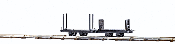 Busch - Feldbahn Log Bunk & Bulkhead Flatcar Set - Ready to Run (Runs ...