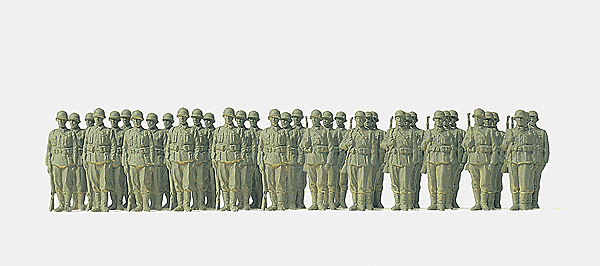 Preiser - Former German Army WWII Figures - Infantry Riflemen Lined Up pkg(36), Unpainted - 590 ...