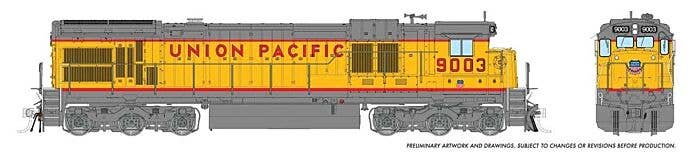 Rapido - GE C36-7 - Standard DC - Union Pacific #9036 (1988 Relettered, Armour Yellow, gray, red ...