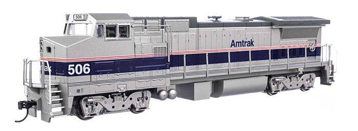 Walthers - GE Dash 8-32BWH - ESU(R) Sound & DCC - Amtrak(R) #506 - Phase IV (silver, blue stripe ...