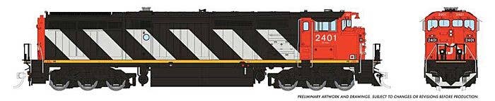 Rapido - GE Dash 8-40CM - Sound and DCC - Canadian National #2405 (Stripes Scheme, black, white ...