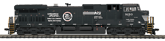 MTH - GE Dash 9-44CW - Standard DC - Norfolk Southern #9250 (black, white, Operation Lifesaver ...