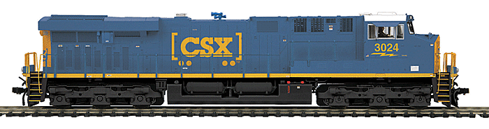 MTH - GE ES44AC - Standard DC - CSX #3024 (blue, yellow, 2010s Boxcar Logo) - 507-8023140
