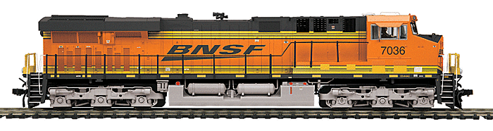 MTH - GE ES44AC - Standard DC - BNSF Railway #7036 (orange, black, Wedge Logo) - 507-8023290