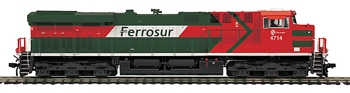 MTH - GE ES44AC - Standard DC - Ferrosur #4714 (Ferromex Merger Scheme, green, orange, white ...