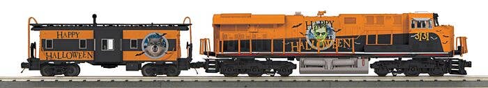 MTH - GE ES44AC with Bay Window Caboose - 3-Rail - Proto-Sound 3.0 - Imperial - Halloween ...