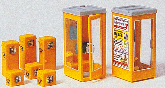 Preiser - German Mail Boxes, Telephone Booths - Kit - 590-17213