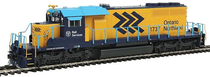 Bowser - GMD SD40-2 w/LokSound & DCC - Ontario Northland #1737 (yellow, blue, Chevron Markings ...