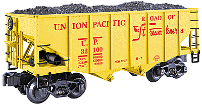 K-Line - Gold Line (TM) 2-Bay Diecast Rib-Side Hopper - Union Pacific ...