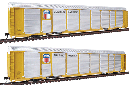 Walthers - Gold Line(R) 89' Tri-Level Enclosed Auto Carrier Limited-Run 2-Pack Assembled - Union ...