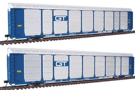 Walthers - Gold Line(R) 89' Tri-Level Enclosed Auto Carrier Limited-Run 2-Pack Assembled - Grand ...
