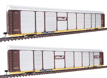 Walthers - Gold Line(R) 89' Tri-Level Enclosed Auto Carrier Limited-Run 2-Pack Assembled ...