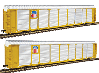 Walthers - Gold Line(R) 89' Tri-Level Enclosed Auto Carrier; Limited-Run 2-Pack - RTR - Union ...
