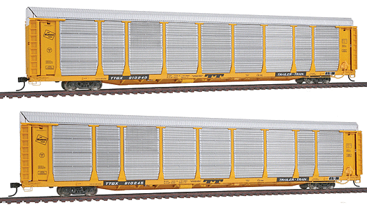 Walthers - Gold Line(TM) Bi-Level Auto Carrier Assembled Limited-Run 2-Pack - Milwaukee Road ...