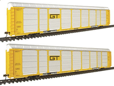 Walthers - Gold Line(TM) Tri-Level Enclosed Auto Carrier-Ready to Run 2 Pack - Grand Trunk ...