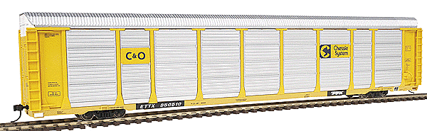 Walthers - Gold Line(TM) Tri-Level Enclosed Auto Carrier - Assembled - Chessie/Chesapeake & Ohio ...