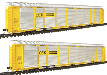 Walthers - Gold Line(TM) Tri-Level Enclosed Auto Carrier Ready to Run 2 Pack - CSX ...