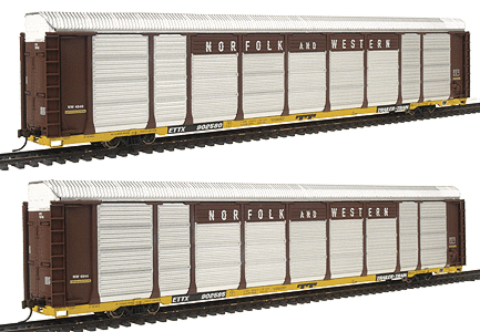Walthers - Gold Line(TM) Tri-Level Enclosed Auto Carrier Ready to Run 2 Pack - Norfolk & Western ...
